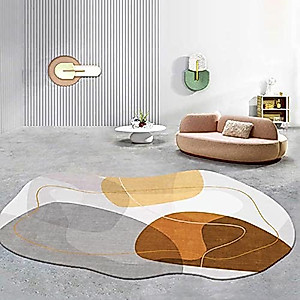Contemporay Multi Patchwork Area Rug for Living Orange Grey 3x5ft Bedroom Runner Rugs Vintage Marble Swirl Classroom Accent Rugs Non-Shedding Washable Laundry Mat Indoor Large Dining Room Carpet
