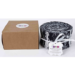 Soimoi 40Pcs Floral Artistic Print Cotton Precut Fabrics for Quilting Craft Strips 2.5x42inches Jelly Roll - Black