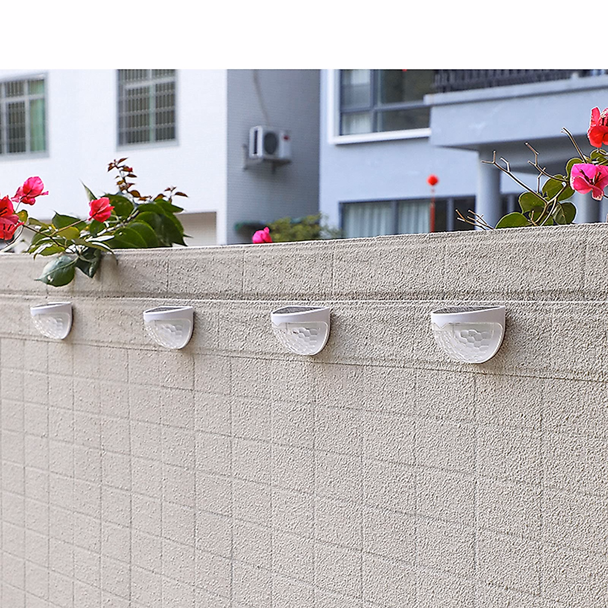 Lxcom Lighting Solar Wall Lights Solar Fence Light Solar Deck Lights Outdoor Solar Fence Post Lights Solar Powered Wall Lights Decorative Deck Light for Home Garden Lawn Backyard, 2 Pack (White)