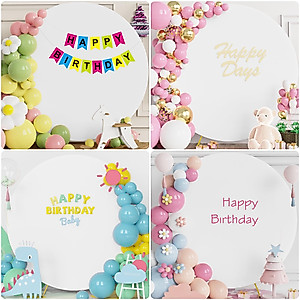 Wokceer 7.2FT Round Backdrop Cover White Round Arch Covers with Buckles Polyster Circle Balloon Arch Stand Arch Backdrop Cover for Wedding Birthday Party Ceremony Decor