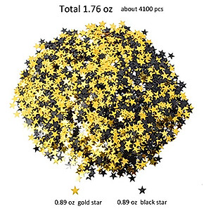Star Confetti Black Gold Shiny Table Confetti for Wedding Party Holiday Seasons Decorations DIY Crafts 50g (About 4100 Pcs)