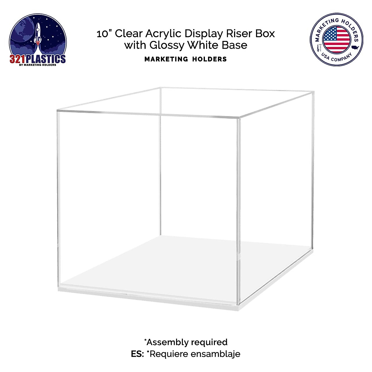 Marketing Holders Clear Acrylic Cube 10x10x10 with White Base Durable Plastic Box Collectible Items Cover Square Showcase Pedestal for Art