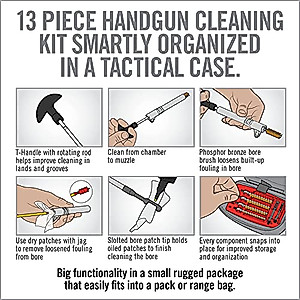 Real Avid Handgun Cleaning Kit: All in One 13 Piece Pistol Cleaning Kit With Cleaning Rod, Bore Brushes, Gun Cleaning Jags & Gun Cleaning Patches For .22 .357 9MM .38 .40 .44 & .45 Caliber Handguns