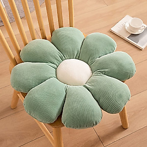 vctops Floral Shaped Throw Pillow Soft Velevt Chair Pad Floor Cushion Daisy Flower Decorative Seat Cushion for Office Sedentary Tatami Car (Green,15"x15")