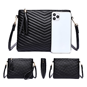 AMELIE GALANTI Small Crossbody Purse Bag For Women,Wristlet Clutch Handbag And Crossbody Wallet With Shoulder Strap For Cell Phone (black-c)