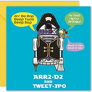 Cult Kitty Arr2 - Funny Pirate Birthday Card for Men - Thick, Premium Birthday Card for Men, Great Pirate or Funny Card with Colourful Envelope