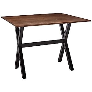 Nathan James Kalos Solid Wood Drop Leaf Folding Kitchen Farmhouse Room or Space Saving Console Desk, Rustic, Dining Table, Walnut/Black