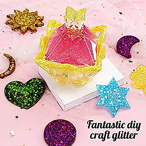 100g Holographic Glitter, Cosmetic Mixed Hexagon Chunky & Fine Craft Glitter Resin Sequins for Epoxy, Resin Art, Body, Hair, Face, Nail, Slime, Tumblers (Silver)