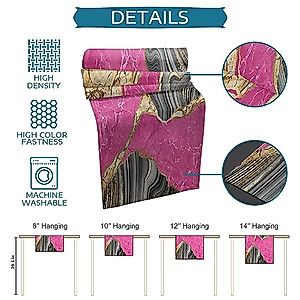 Pink Grey Marble Table Runner 36 Inches Long Farmhouse Dress Scarves, Modern Abstract Art Yellow Lines Dining Tablerunner for Coffee Table/Kitchen Island/Party Décor, Small 13" x 36"