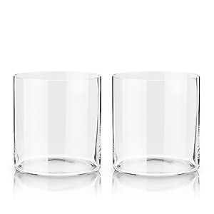 Viski Element Tumblers, Rocks glass, Modern Minimalist Old Fashioned Cocktail Glasses, Ultra Fine Crystal 13.5 Oz Set of 2