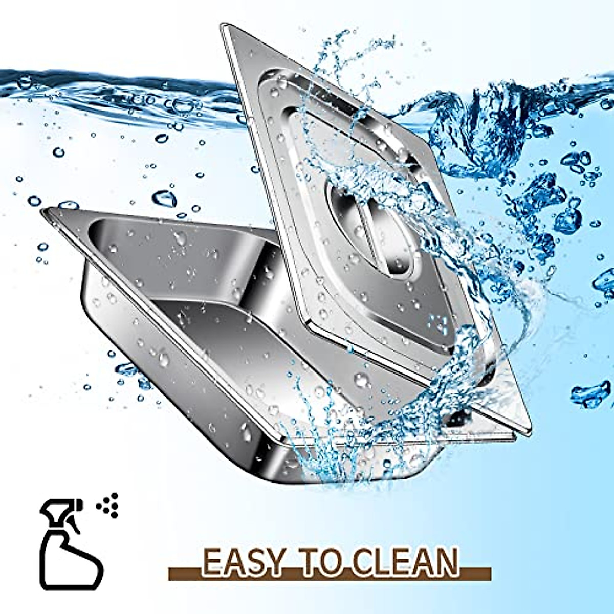 Baderke Stainless Steam Hotel Pans with Lids, 0.7 mm Thick 304 Stainless Steel Hotel Pan Anti Clogging Steam Table Pan for Food Warmer Cooking Heat, Multi Size (4 Pack, 1/2 Half Size x 2.5 Inch Deep)