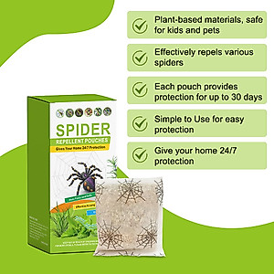 15 Pack Natural Spider Repellent Indoor Use Made with Plant-Based Ingredients, Powerful Spider Repellent Pouches for House Garage to Get Rid of Spiders Outdoor Indoor, Easy to Use, Safe & Non-Toxic
