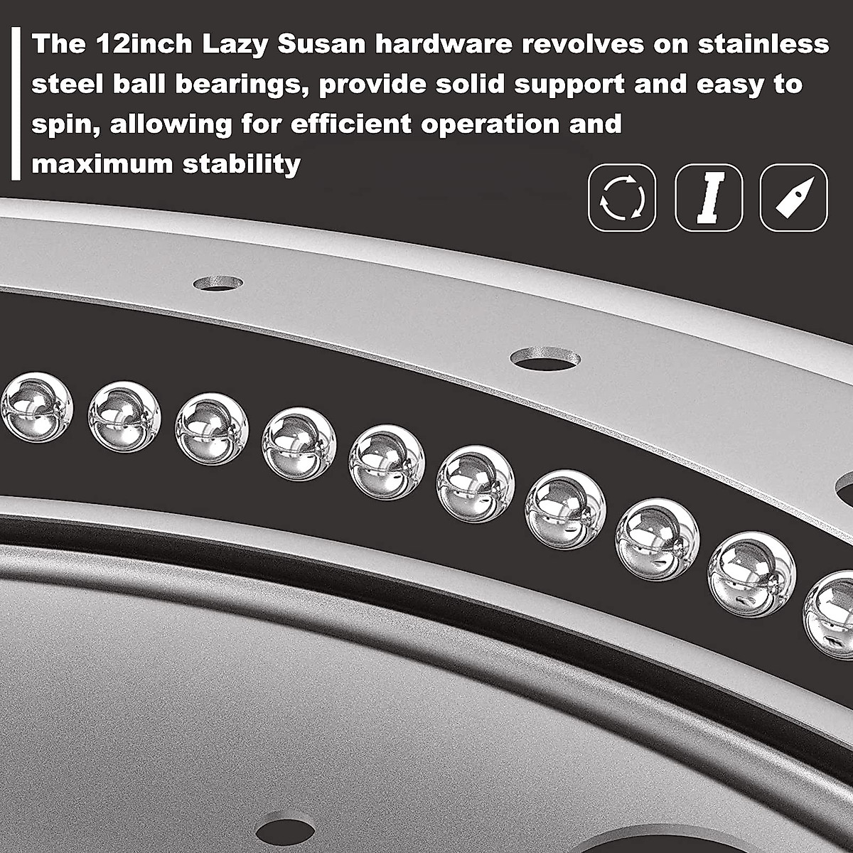 4Pack 12inch Lazy Susan Hardware, 5/16” Thick Turntable Bearings, 1000lbs Rotating Bearing Plate Heavy Duty for Rotating Table, Book Case, Serving Tray,DVD Tower, Corner Shelves, Shoe Rack