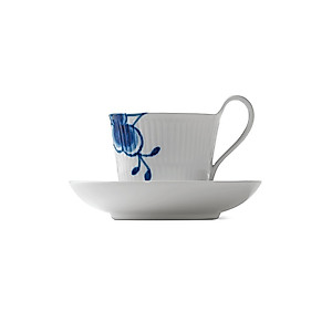Blue Fluted Mega 8.5 oz. High Handle Cup and Saucer
