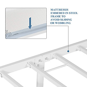 VECELO Full Size Metal Platform Bed Frame with Headboard and Footboard, Heavy Duty Slat Support/No Box Spring Needed Mattress Foundation/Underbed Storage Space, Victorian Style
