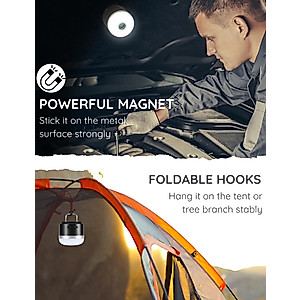 Joyzy Camping Lantern Rechargeable, LED Camping Light with 5 Light Modes, Outdoor Rechargeable Lantern, Adjustable Brightness Mini Hanging Lantern for Camping (Black)