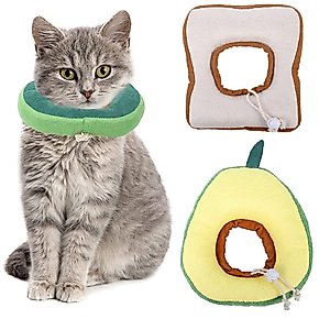 Moguer 2Pcs Adjustable Cat Recovery Collar, Cute Neck Cone After Surgery, Dog Cones Wound Healing Protective Cone Elizabethan Collars Soft Edge for Kitten