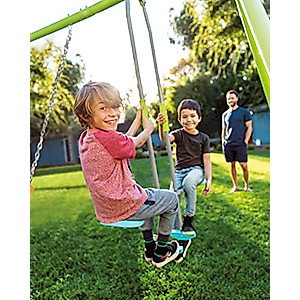 INTEX 44121E Heavy Duty Backyard Three Feature Swing Set: Includes Two Height Adjustable Swings and Glider – Plastisol-Coated Chain – Rust-Resistant Steel Frame – Anchor System – Easy Assembly