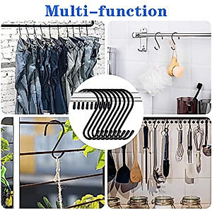 12 Pack 6 Inch S Hooks,Large S Hooks Vinyl Coated Heavy Duty S Hooks for Hanging Non Slip S Hanger Closet Hooks, Steel Metal Black Rubber S Hooks for Hanging Plants,Clothes,Jeans,Pot Pan Garden