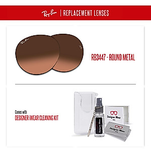Ray-Ban Original ROUND METAL RB3447 50M Brown Mirror Pink Replacement Lenses For Men For Women + BUNDLE with Designer iWear Eyewear Kit