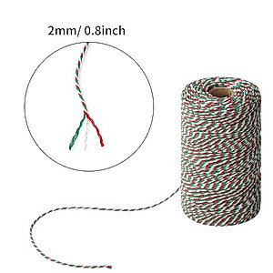XKDOUS 1476ft 3 Rolls Bakers Twine, 2MM Natural Cotton String for Christmas Craft, Gift Wrapping and Home Decor(3 colors)