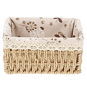 Laundry Office . Basket, Shelves Wicker Snacks with Storage Wooden Linen Vegetable for Vegetables S Rectangular Baskets, Size Household Weaving Jewelry Desktop Room
