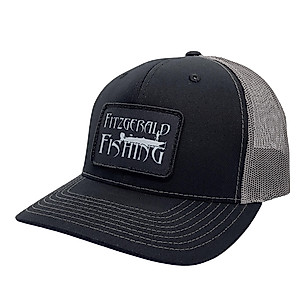 Fitzgerald Patch Hats - Richardson 112 100% Polyester Mesh Back Trucker Hat, Snapback Closure Black/Charcoal