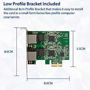 Syba Dual 2.5 Gigabit Ethernet PCI-E Network Expansion Card RJ45 LAN Adapter Low Profile Bracket SD-PEX24066