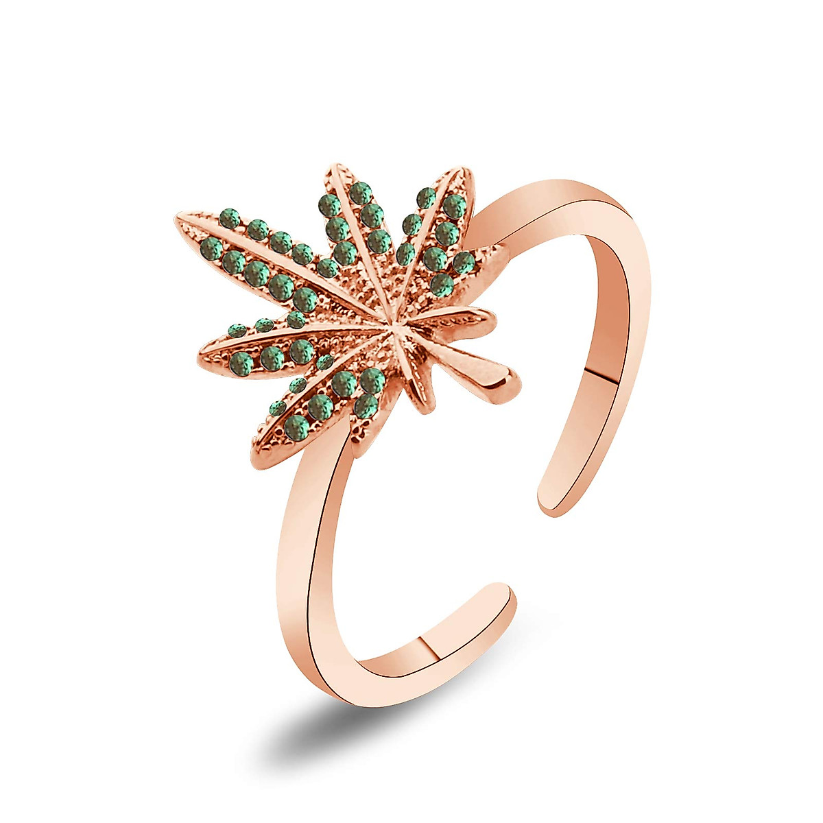 TGBJE Cannabis Leaf Ring Cannabis Gift Cannabis Weed Gift Cannabis Lover Gift Marijuana Gift (RG G-weed)