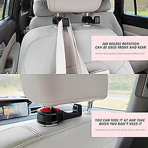 Junecarp 2 Pack Car Seat Headrest Hooks,Multifunction Car Phone Holder Hook Hangers Storage Organizer,Backseat Hooks Suitable for Purse Coats Umbrellas Grocery Bags Handbag Phone (Red)