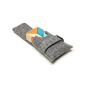 6 Piece Tegu Pocket Pouch Prism Magnetic Wooden Block Set, Sunset