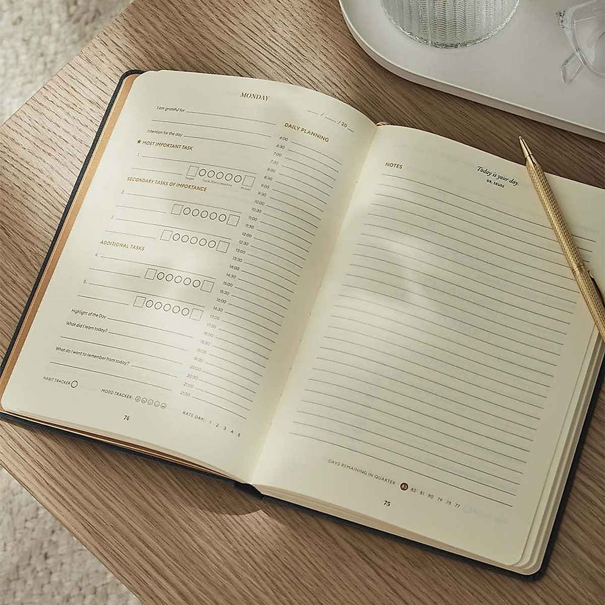 3-Month Productivity Planner, Productivity Tools for Time-Management and Mindfulness, Tear-Out To-Do List, A5 Undated Quarterly Planner, Gray - Intelligent Change
