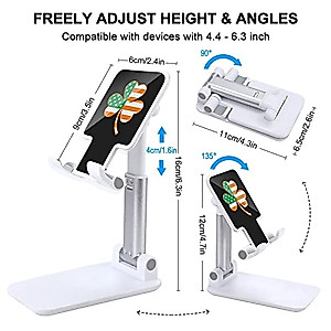 Irish American Clover Flag Cell Phone Stand Foldable Adjustable Cellphone Holder Desktop Dock Compatible with iPhone Switch Tablets (4-13")