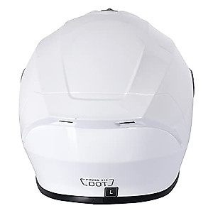 Full Face Motorcycle Street Bike Helmet with Motorcycle Gloves for Men and Women + 2 Visors DOT Model and Helmet Lock for BMX ATV MTB Riding, Road Racing, Cycling(MH-White, Large)