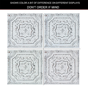 PAINTSDECOR Faux Tin Painting Panel Embellished Ceiling Tiles for Cafe Club Salon Hotel Store Bar 2'x2' PL04 Distress Crack White Black