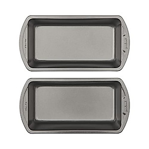 GoodCook Set of 2 Medium 8" x 4" Nonstick Steel Bread Loaf Pans, Gray (4244)