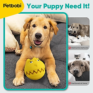 Petbobi Dog Chews for Aggressive Chewers - Natural Rubber Chew Toys for Dogs, Tough Durable Indestructible Dog Toys for Small Medium Dogs, Interactive Dog Toy Puppy Teething Toys, Yellow Monster