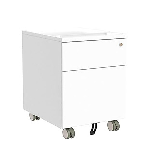 CuHome 2-Drawer Mobile Filing Cabinet with Lock and Casters, Fully Assembled Except Casters, Vertical File Metal Cabinet for Home Office, Small Filing Cabinet Under Desk, Cloud White