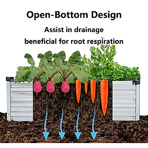 Meberam 2 Pack 6x3x1FT Galvanized Raised Garden Beds Kit Outdoor Metal Gardening Planter Box for Vegetable Elevated Flower Herbs,Silver