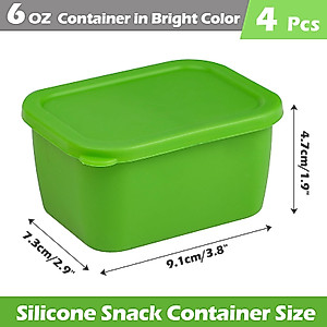 Webake Silicone Snack Containers with Lids, 6 Oz Food Containers Rectangle, Easy Open Leak Proof Lunch Box Containers for Office, Travel, Picnic (Pack of 4)
