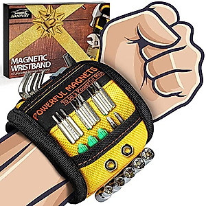 Tool Gifts for Men-Women Gadgets Magnetic Pickup Tool LED Light|Christmas Tool Gifts For Men Dad Husband|Unique Birthday Gifts and Magnetic Wristband for Holding Screws, Wrist Magnet, Gifts for Dad