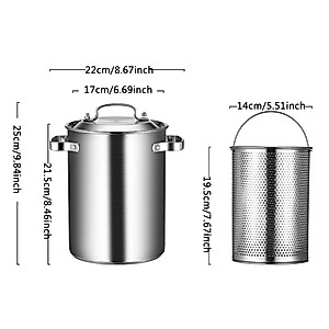 Stainless Steel Vertical Cooker/Steamer - 4L Asparagus Vegetable Pot Home Deep Fryer Pot Japanese Tempura Deep Frying Pot with Strainer Basket and Lid for Kitchen French Fries, Chicken