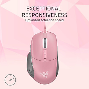 Razer Basilisk Gaming Mouse: 16,000 DPI Optical Sensor - Chroma RGB Lighting - 8 Programmable Buttons - Mechanical Switches - Customizable Scroll Resistance - Quartz Pink