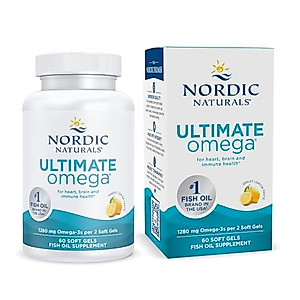 Nordic Naturals Ultimate Omega, Lemon Flavor - 60 Soft Gels - 1280 mg Omega-3 - High-Potency Omega-3 Fish Oil Supplement with EPA & DHA - Promotes Brain & Heart Health - Non-GMO - 30 Servings