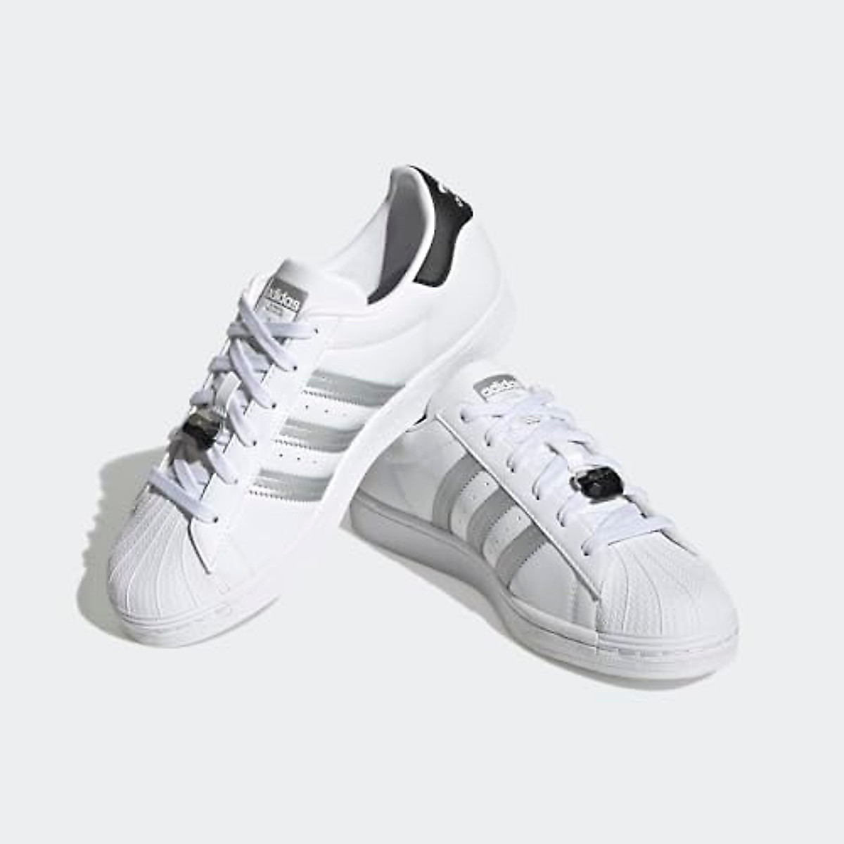 adidas Women's Superstar Sneaker, White/Silver Metallic/Black, 9