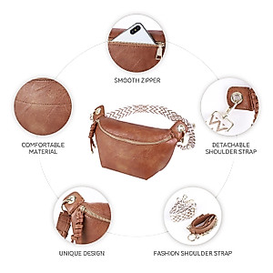Fanny Packs Waist Bag for Women-Fashion Crossbody Bags Chest Purses Belt Bag with 2 Adjustable Strap (Brown)
