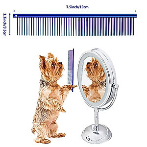 3 Pieces Pet Steel Combs, Pet Dog Cat Grooming Comb Multi-color Dog Comb with Stainless Steel Teeth for Removing Tangles and Knots for Long and Short Haired Dog, 7.5 x 1.3 Inch