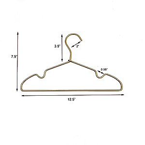 Koobay 12.5” Gold Matt Metal Coat Hanger, 30PCS, Children Standard Suit Hanger, Clothes Hangers for Closet Organization Notches Satin Matt