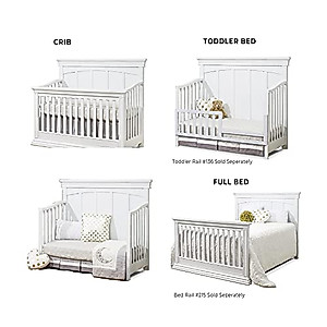 Sorelle Furniture Modesto Crib, Classic 4-In-1 Convertible Crib, White Crib Made of Wood, Non-Toxic Finish, Wooden Baby Bed, Toddler Bed, Child’s Daybed and Full-Size Bed, Nursery Furniture-White