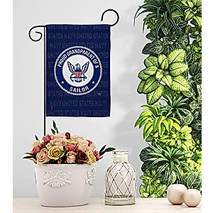 Breeze Decor Proud Grandparent Sailor Garden Flag Armed Forces Navy USN Seabee United State American Military Veteran Retire Official House Banner Small Yard Gift Double-Sided, Made in USA